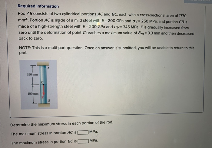 Solved Required information Rod AB consists of two | Chegg.com