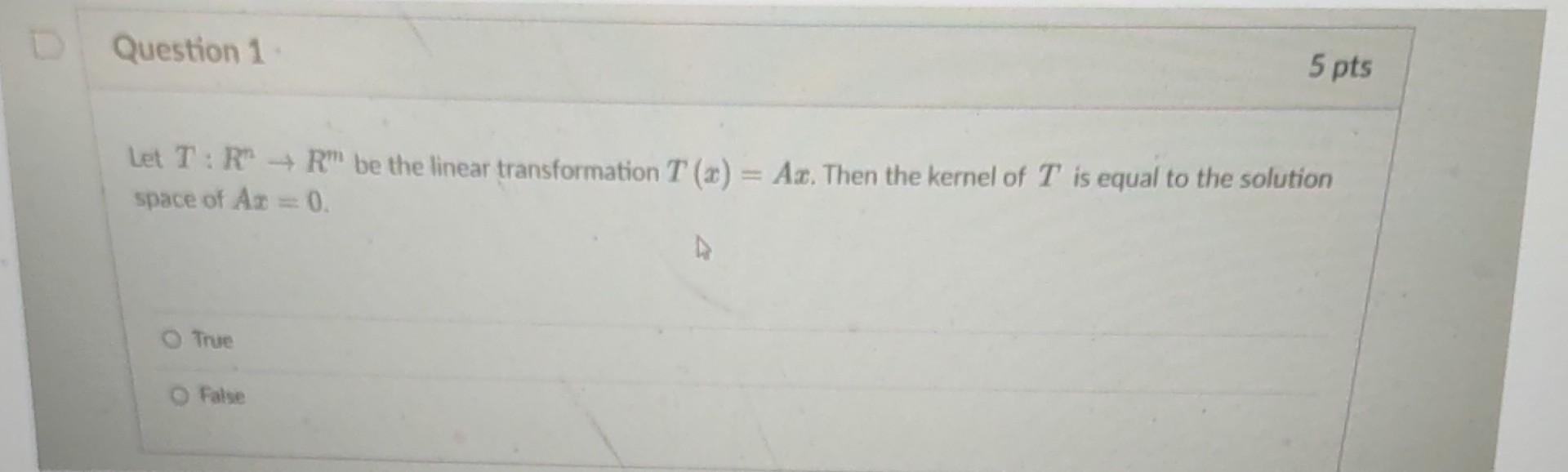 Solved Let T:Rn→Rm be the linear transformation T(x)=Ax. | Chegg.com