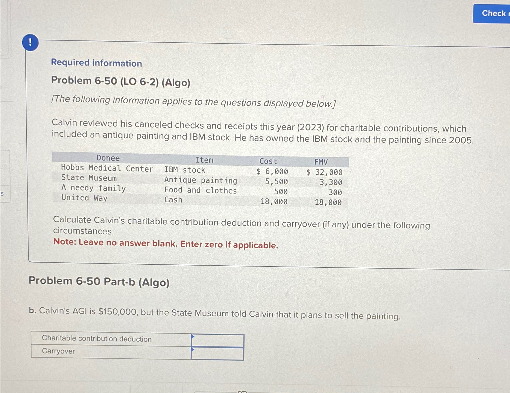 Solved Required informationProblem 6-50 (LO 6-2) (Algo)[The | Chegg.com