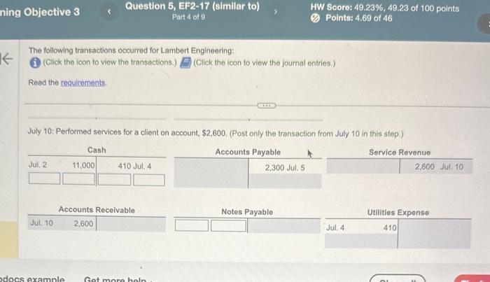 Solved The following transactions occurred for Lambert | Chegg.com