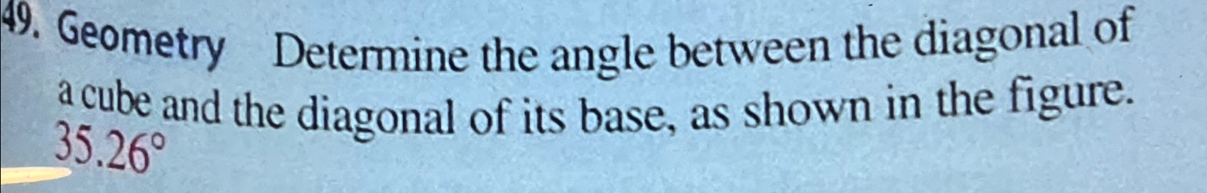 Solved Geometry Determine the angle between the diagonal of | Chegg.com