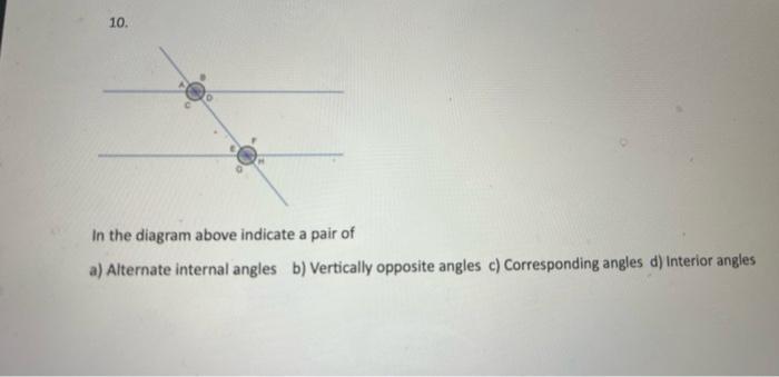 Solved 10. In the diagram above indicate a pair of a) | Chegg.com