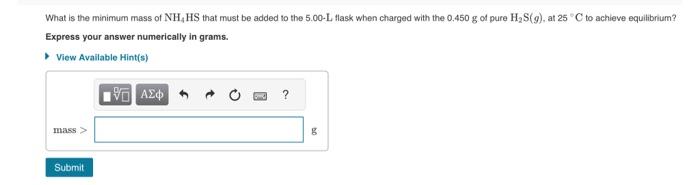 Ammonium bisulfide, NH4HS, forms ammonia, NH3, and | Chegg.com