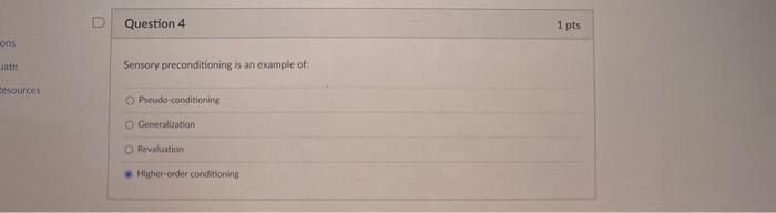 Solved Sensory preconditioning is an example of: | Chegg.com