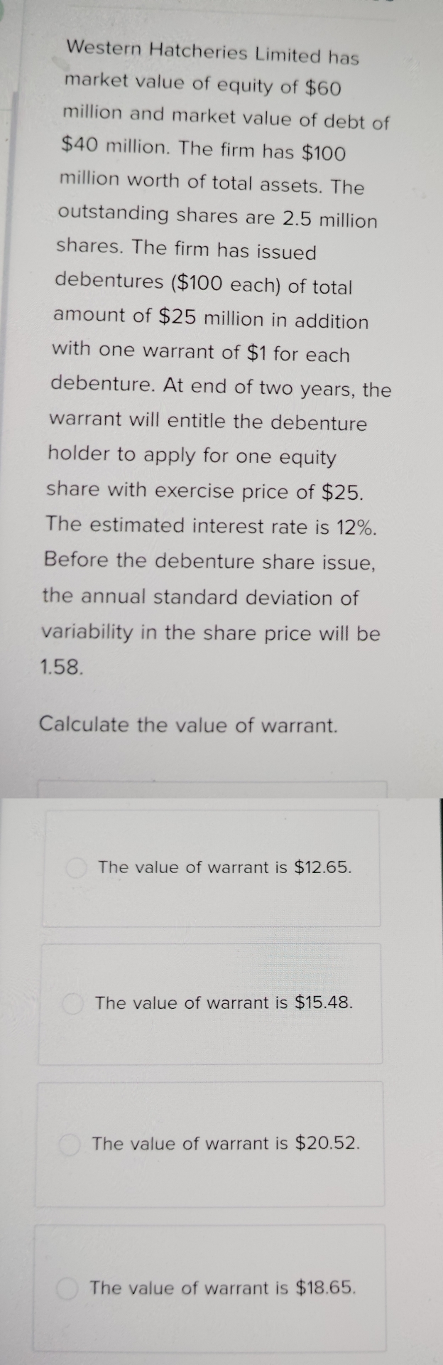 Solved Western Hatcheries Limited has market value of equity | Chegg.com