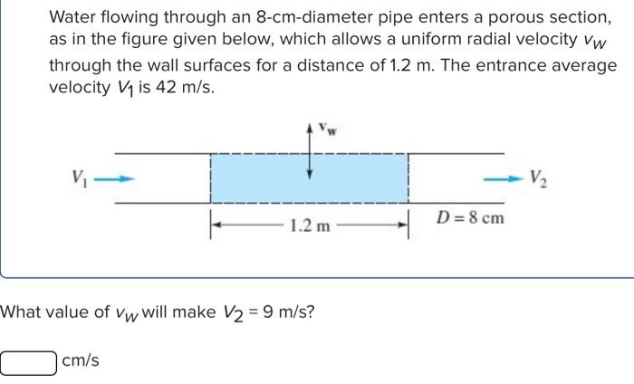 Solved Water flowing through an 8-cm-diameter pipe enters a | Chegg.com