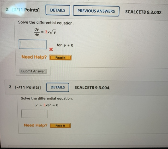 Solved 2.0/11 Points] DETAILS PREVIOUS ANSWERS SCALCET8 | Chegg.com