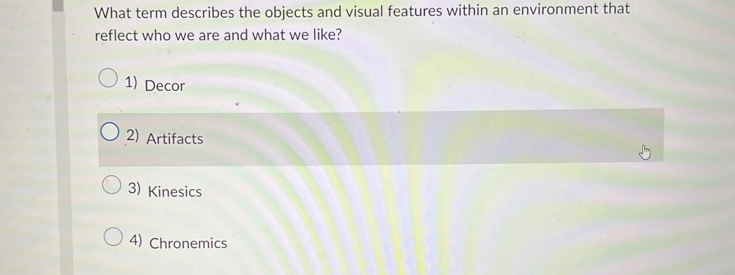 Solved What term describes the objects and visual features | Chegg.com