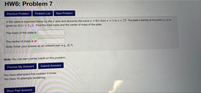 Solved HW6: Problem 7 Previous Problem Problem List Next | Chegg.com