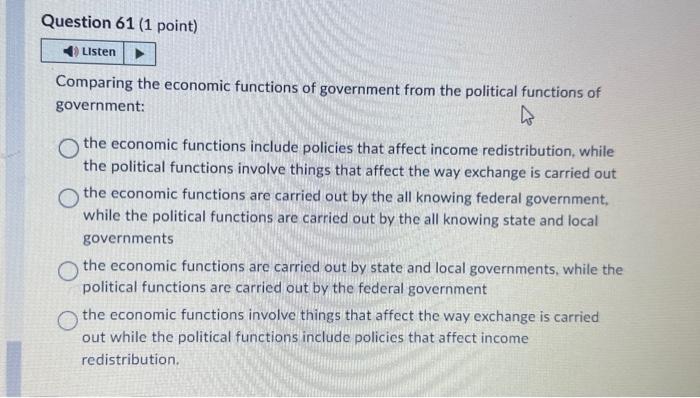 Solved Comparing the economic functions of government from | Chegg.com