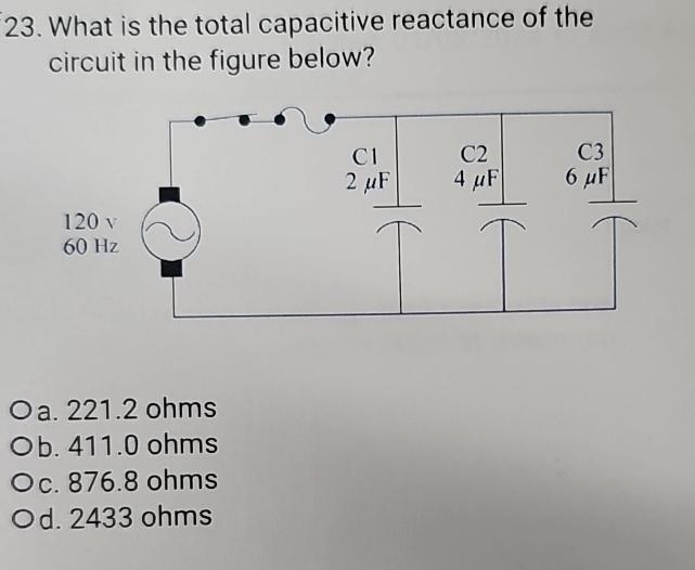 Solved What is the total capacitive reactance of the circuit | Chegg.com