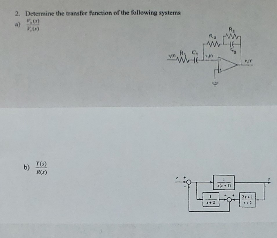 Solved Determine the transfer function of the following | Chegg.com
