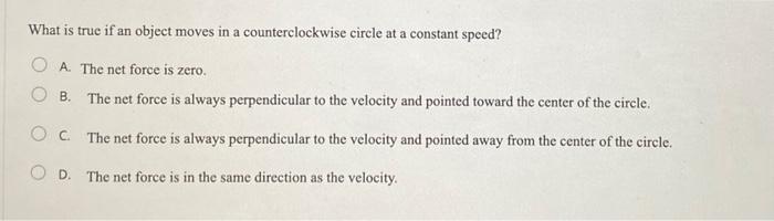 Solved What is true if an object moves in a counterclockwise | Chegg.com