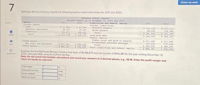 Solved 7 1 points eBook Print References Bethesda Mining | Chegg.com