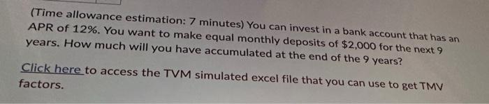 Solved 12(Time allowance estimation: 7 minutes) You can | Chegg.com