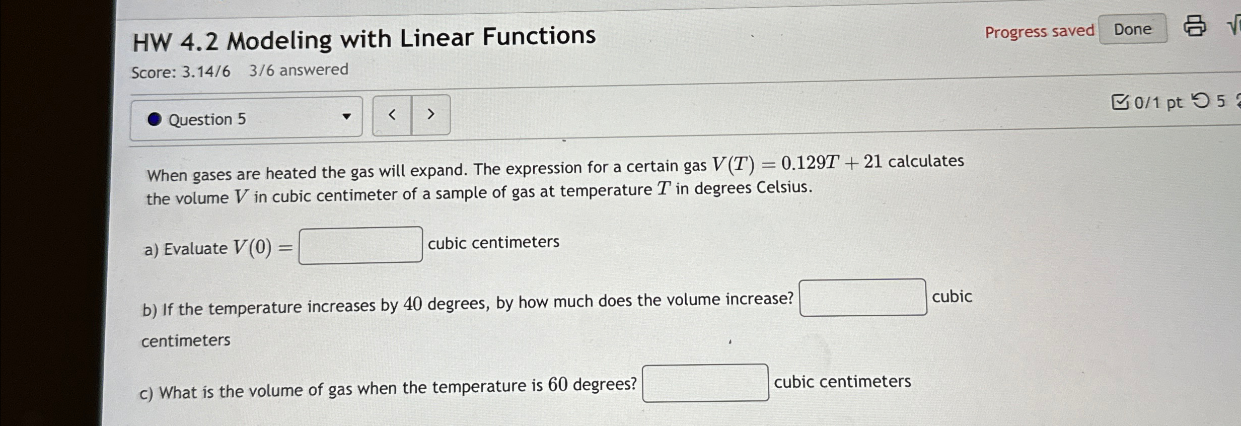 Solved HW 4.2 ﻿Modeling with Linear FunctionsProgress | Chegg.com