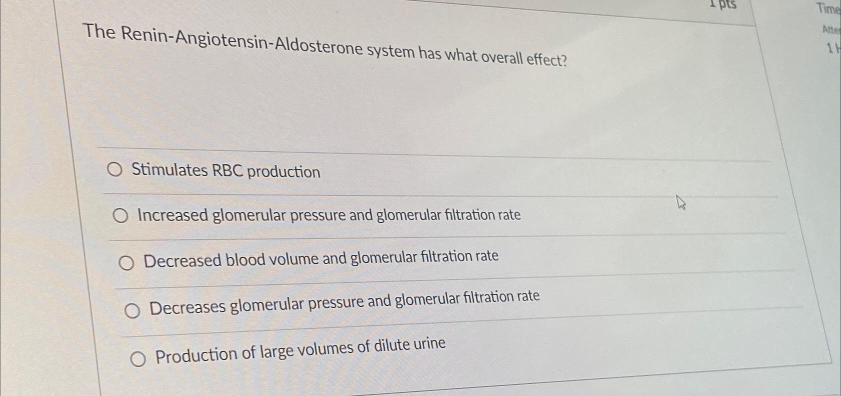 Solved The Renin-Angiotensin-Aldosterone system has what | Chegg.com