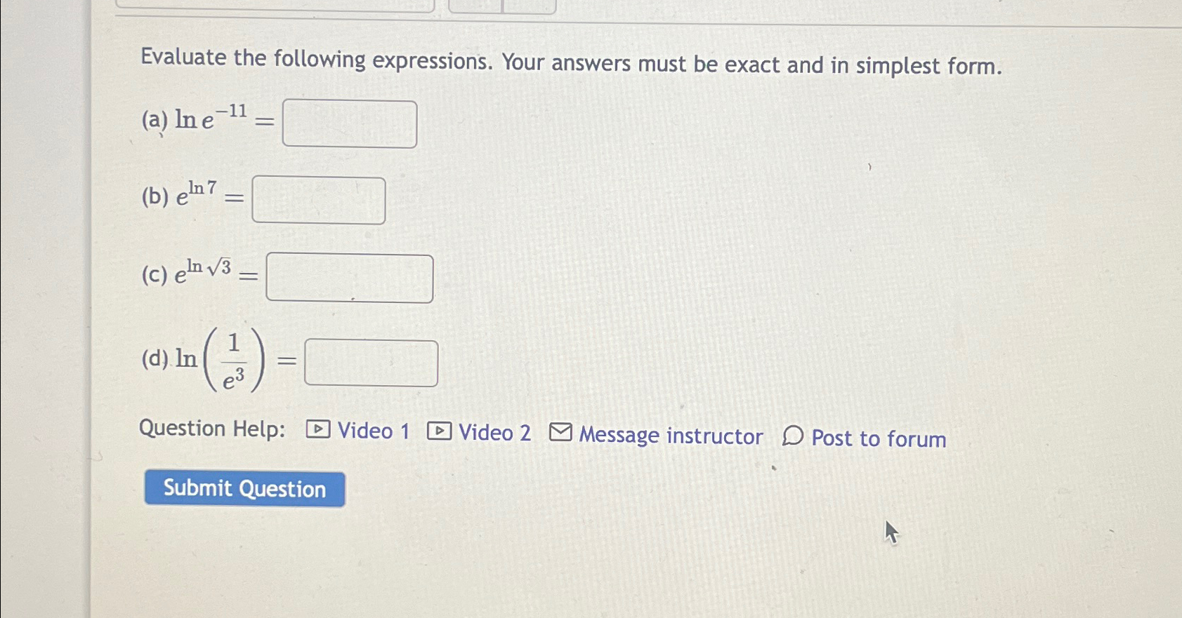 Solved Evaluate the following expressions. Your answers must | Chegg.com