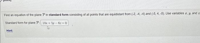 Solved Find an equation of the plane P in standard form | Chegg.com