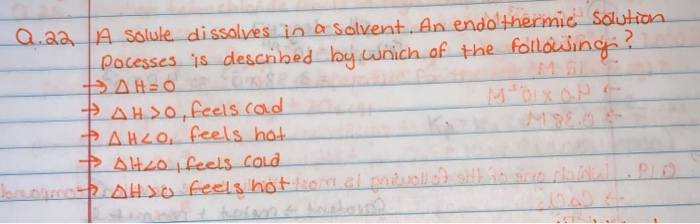 Solved A solute dissolves in a solvent. An endothermic | Chegg.com