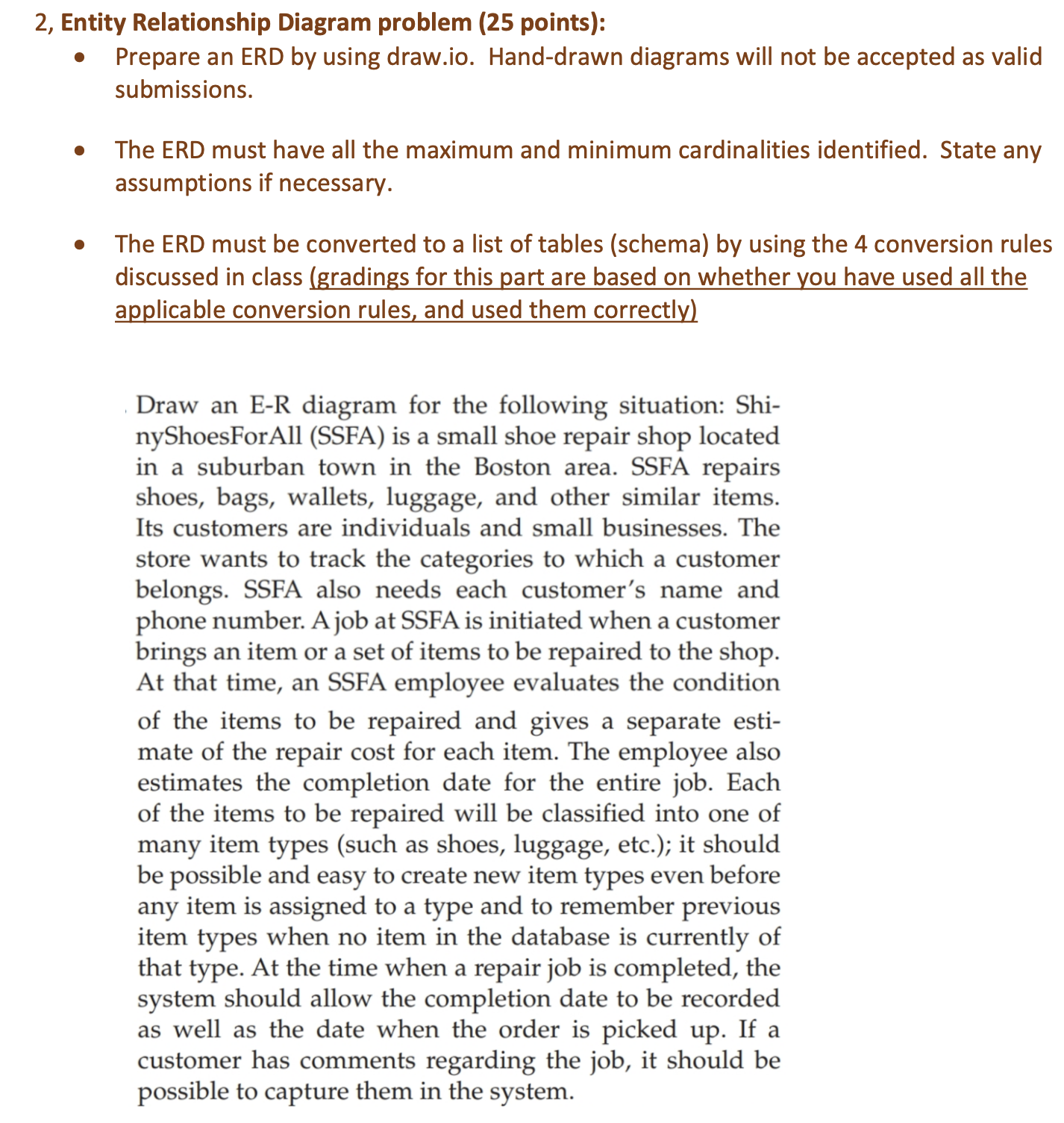 Solved 2, ﻿Entity Relationship Diagram problem (25 | Chegg.com