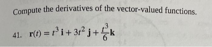 Solved Compute The Derivatives Of The Vector Valued