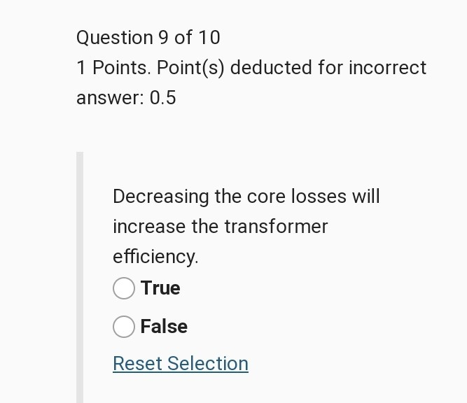 Solved Question 9 of 10 1 Points. Point(s) deducted for | Chegg.com