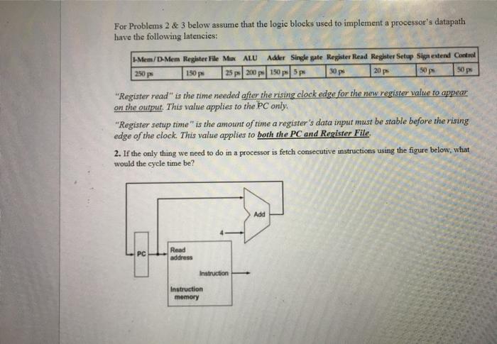 Solved For Problems 2 & 3 below assume that the logic blocks | Chegg.com