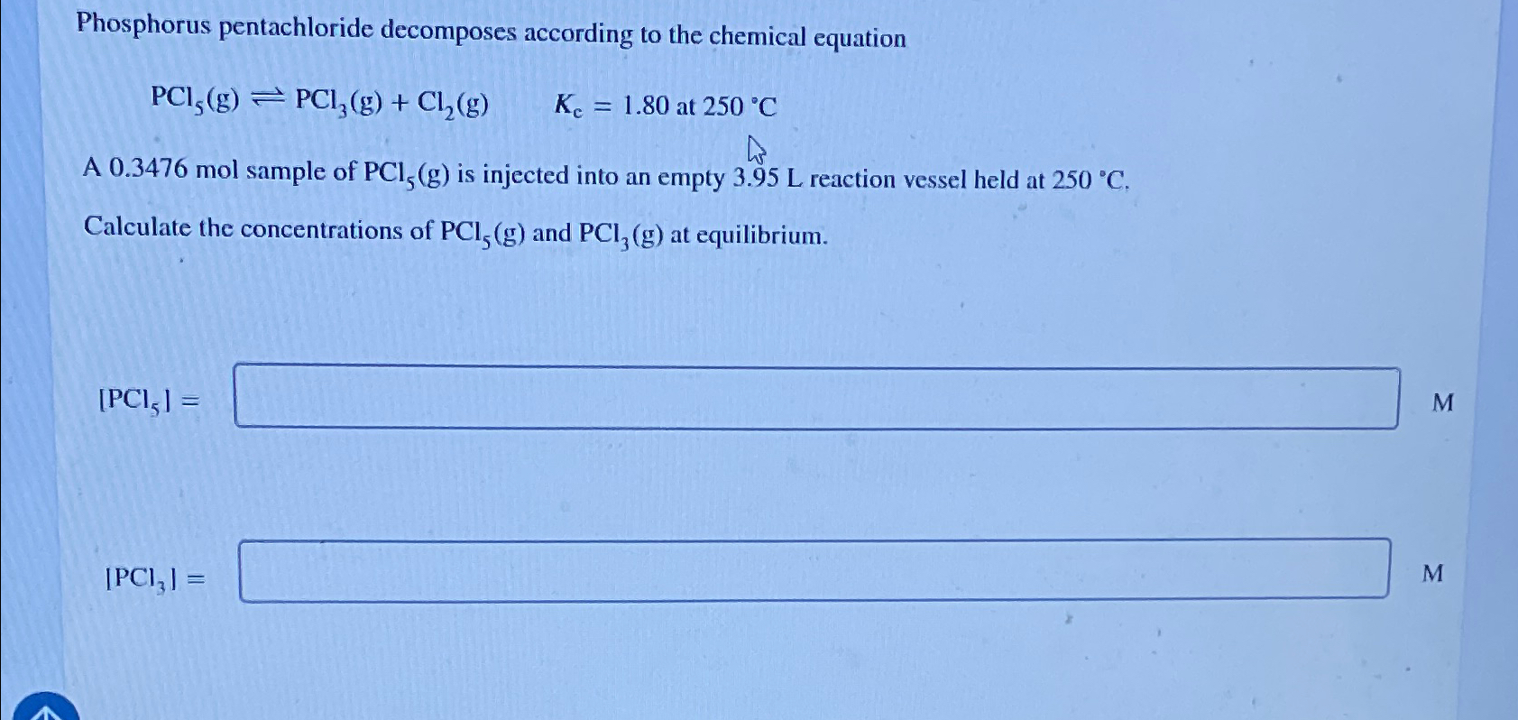 Solved Phosphorus pentachloride decomposes according to the | Chegg.com