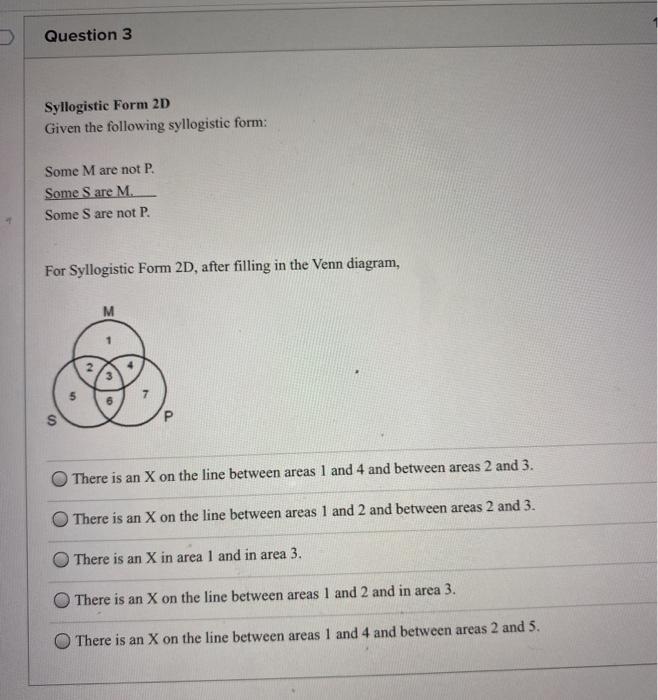 Solved Syllogistic Form 2D Given the following syllogistic | Chegg.com
