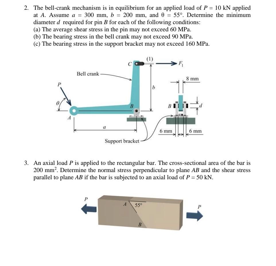 Solved 2. The bell-crank mechanism is in equilibrium for an | Chegg.com