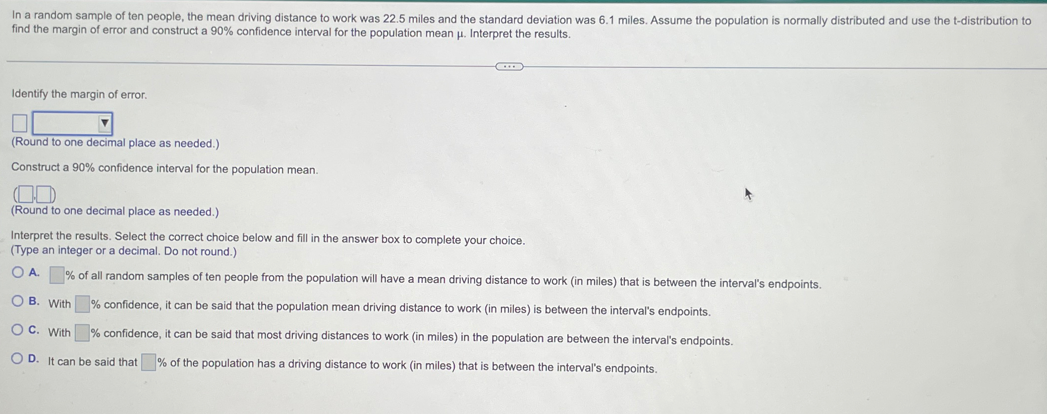 Solved find the margin of error and construct a 90% | Chegg.com