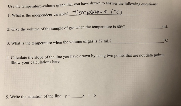 Solved Use the temperature-volume graph that you have drawn | Chegg.com