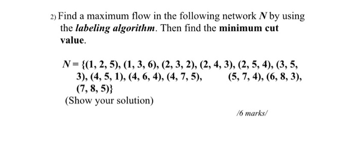 Solved 2) Find a maximum flow in the following network N by | Chegg.com
