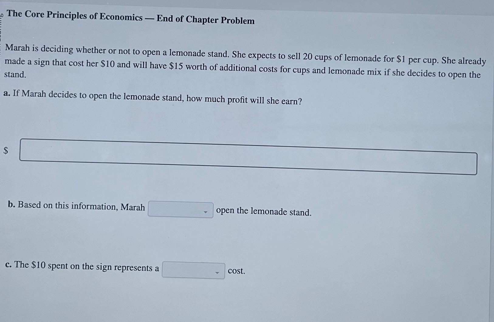 Solved The Core Principles of Economics — ﻿End of Chapter | Chegg.com
