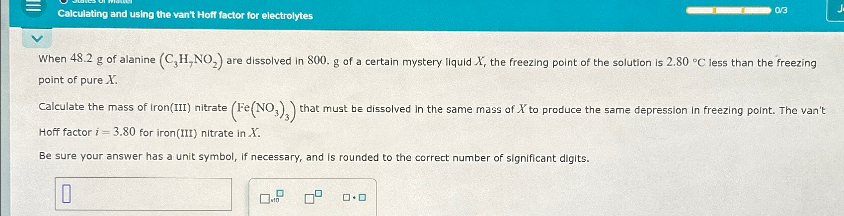 Calculating and using the van't Hoff factor for | Chegg.com