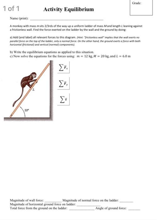 Solved Grade: 1 of 1 Activity Equilibrium Name (print): A | Chegg.com