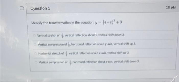 Solved Identify the transformation in the equation: | Chegg.com