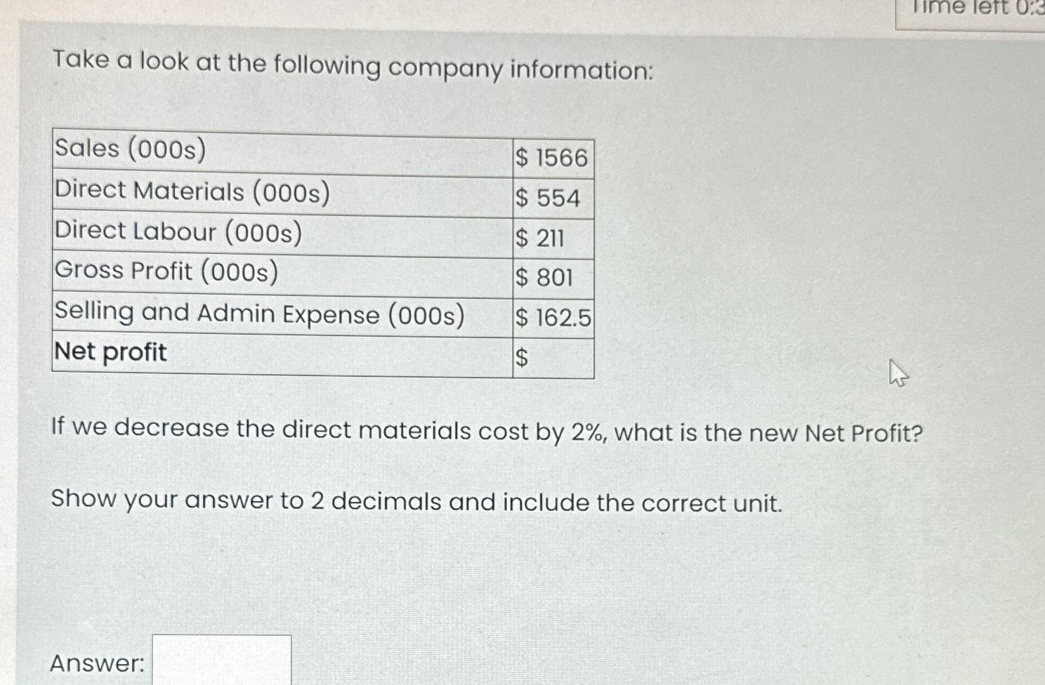 Solved Take a look at the following company | Chegg.com