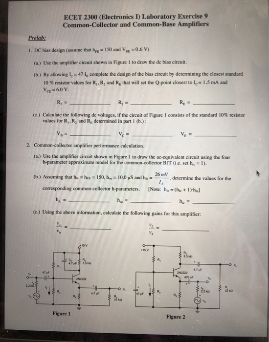 ECET 2300 (Electronics I) Laboratory Exercise 9 | Chegg.com