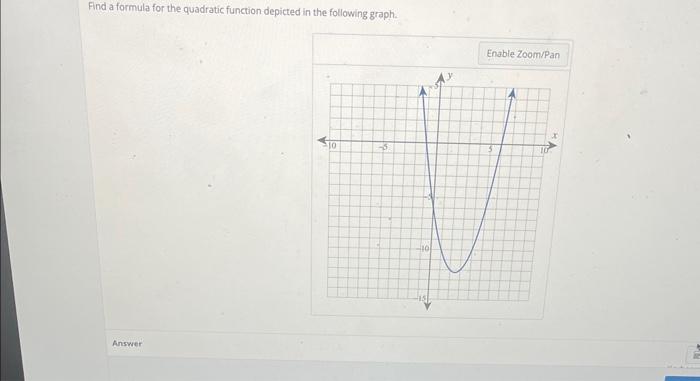 Solved Find a formula for the quadratic function depicted in | Chegg.com