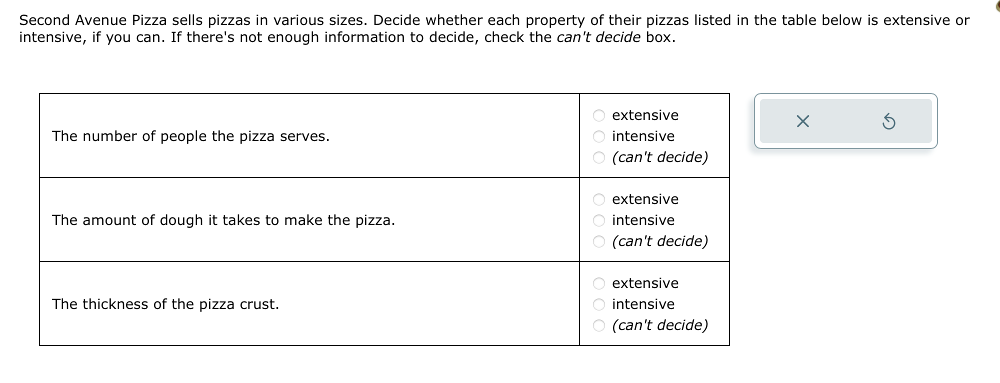 Solved Second Avenue Pizza sells pizzas in various sizes. | Chegg.com