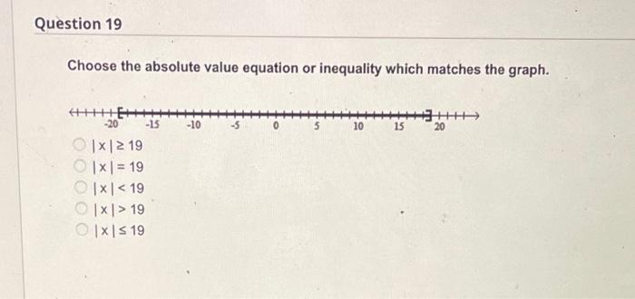 Solved Choose the absolute value equation or inequality | Chegg.com