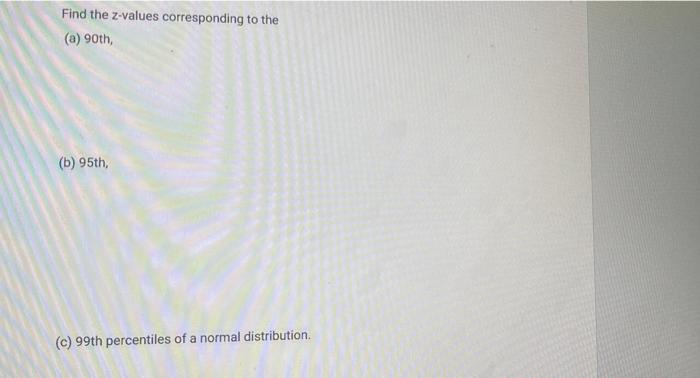 Solved (b) 95th, (c) 99th percentiles of a normal | Chegg.com
