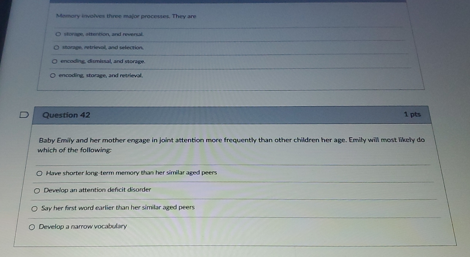 Solved Memory involves three major processes. They | Chegg.com