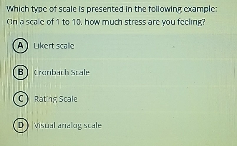 Solved Which type of scale is presented in the following | Chegg.com