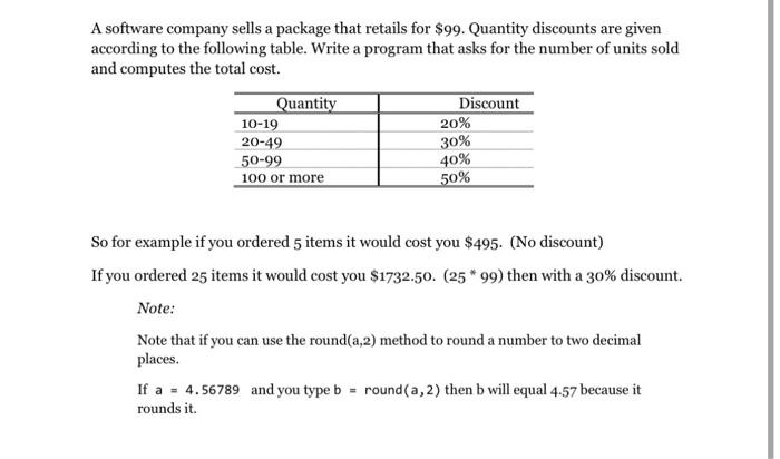Solved A software company sells a package that retails for | Chegg.com