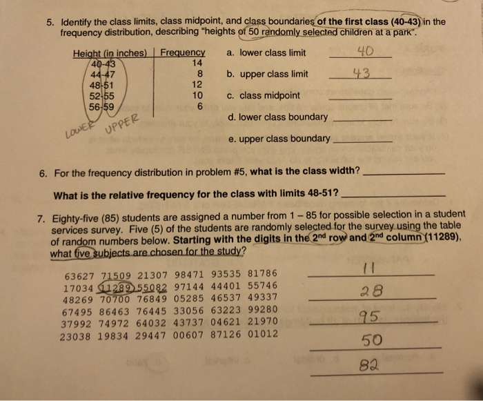 Solved 5. Identify the class limits, class midpoint, and | Chegg.com