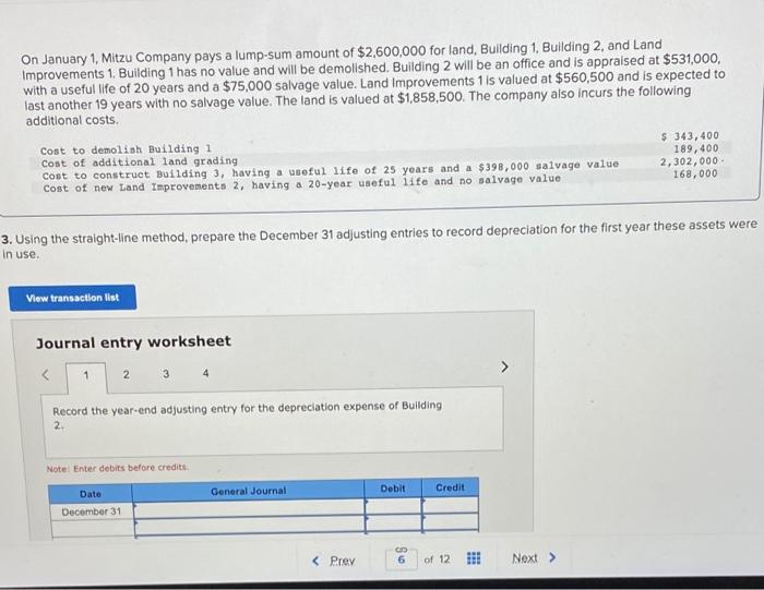 Solved On January 1 Mitzu Company Pays A Lump sum Amount Of Chegg