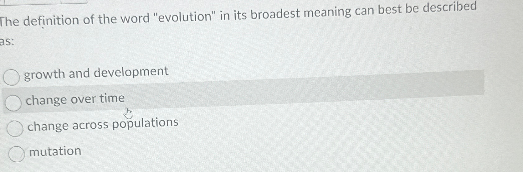 Solved The definition of the word "evolution" in its | Chegg.com